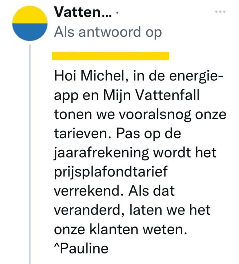 Vattenfall verrekent prijsplafond pas bij jaarafrekening - De Orkaan